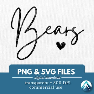 Bears Digital Download, PNG and SVG Files, Small Heart, Transparent ...