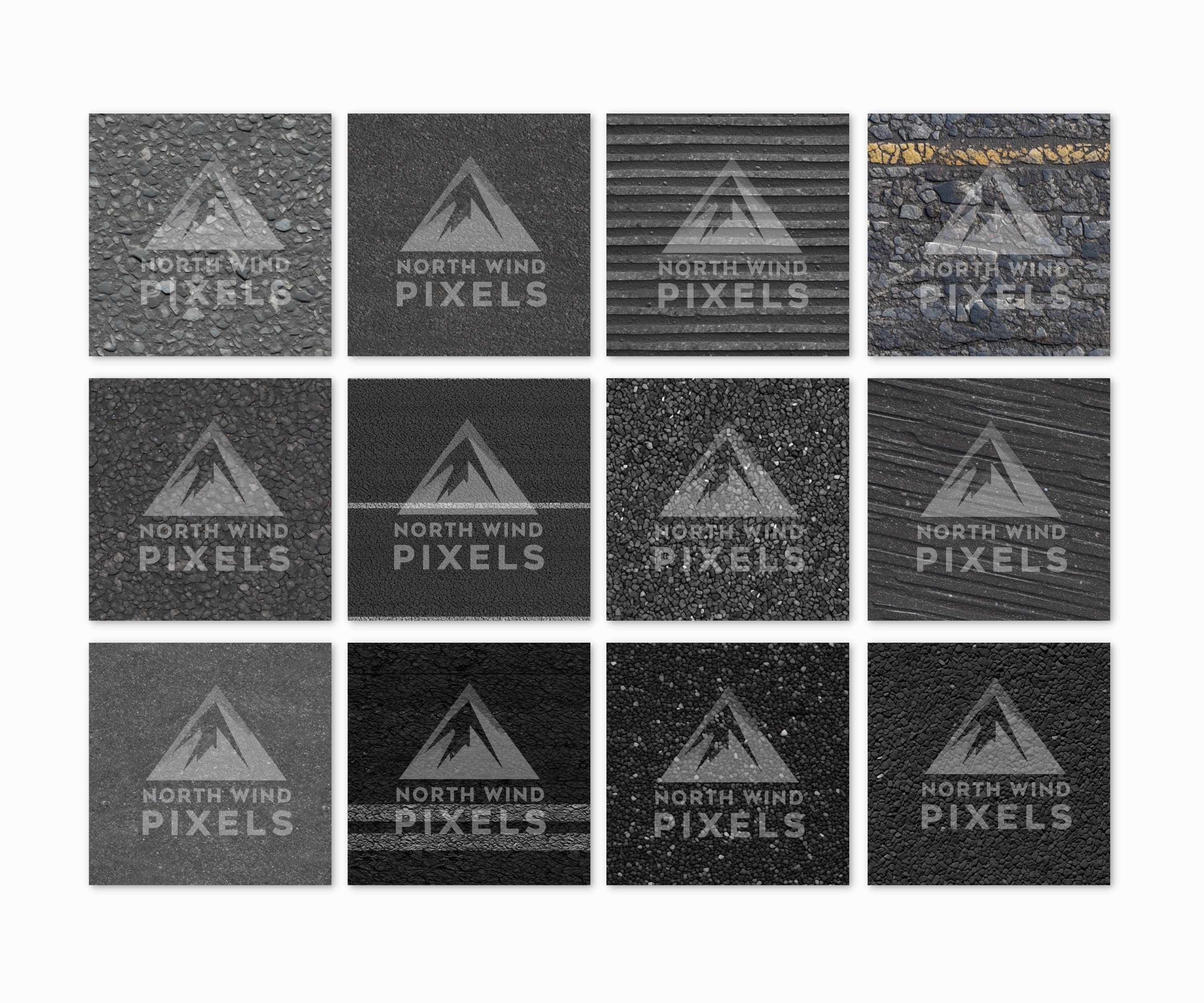 12 Asphalt Road Texture Digital Papers, Seamless Pattern, 12x12 ...