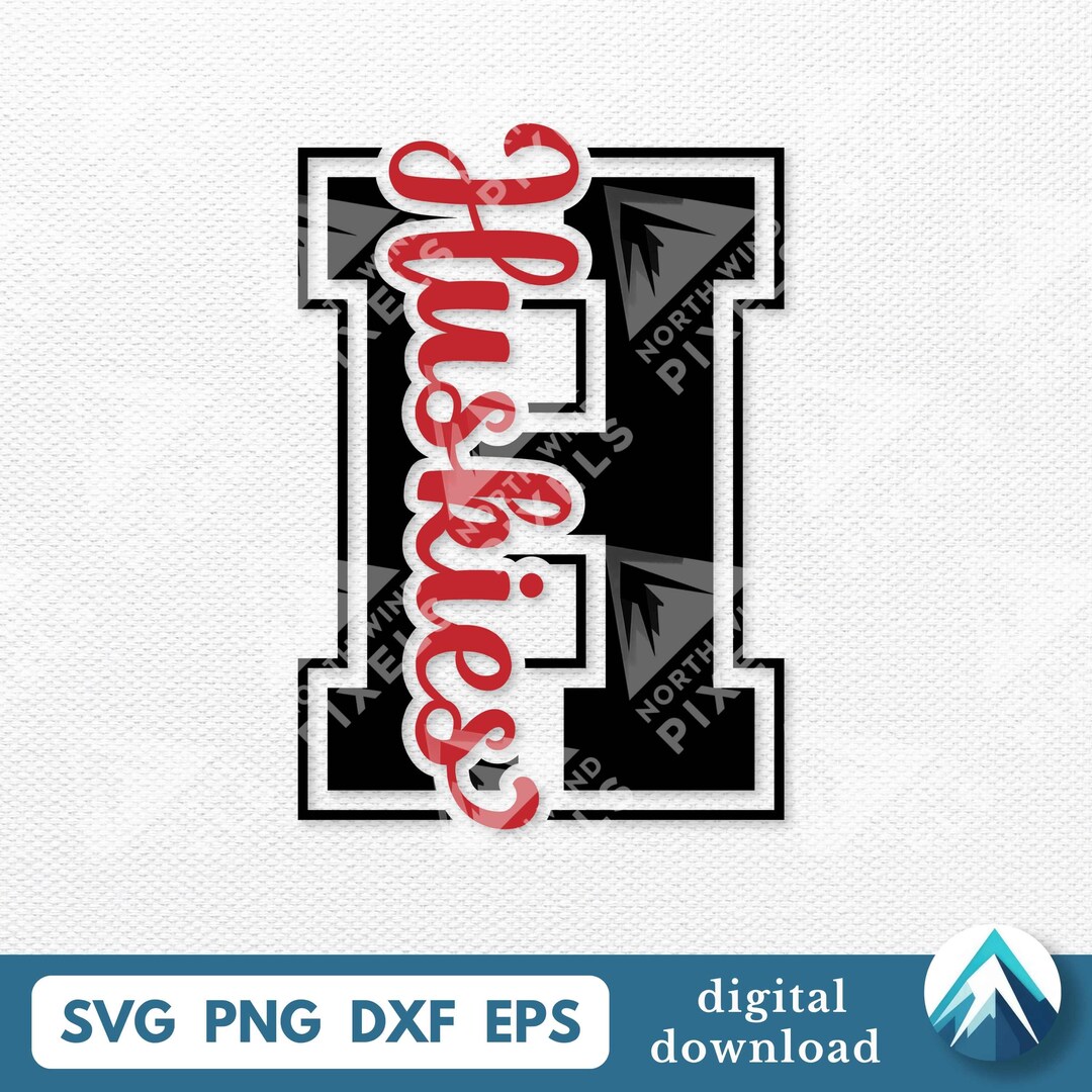 Huskies Varsity Monogram Digital Download, Svg Png Dxf Eps, Transparent ...