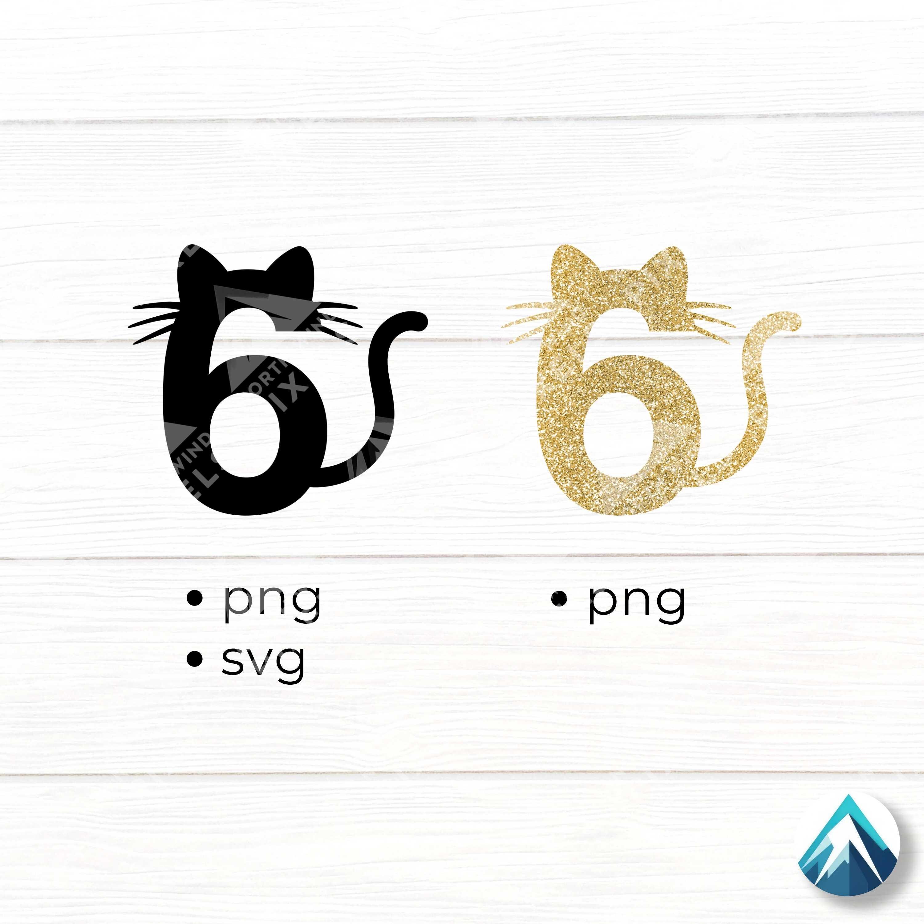 6 Cat Birthday Number, PNG and SVG File, Digital Download, Transparent ...