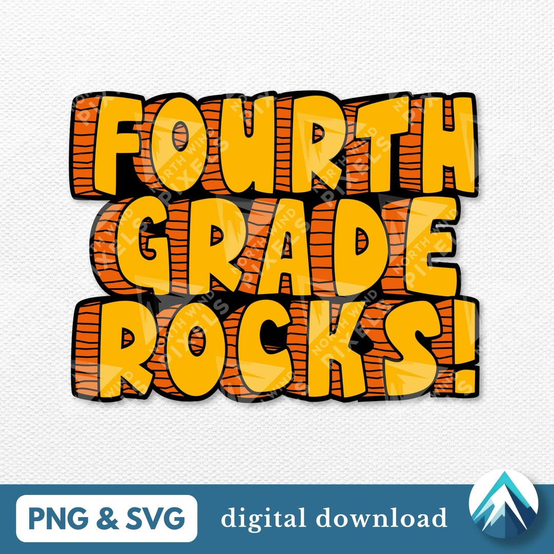 Fourth Grade Rocks Digital Download, PNG and SVG File, Stone Age Font ...