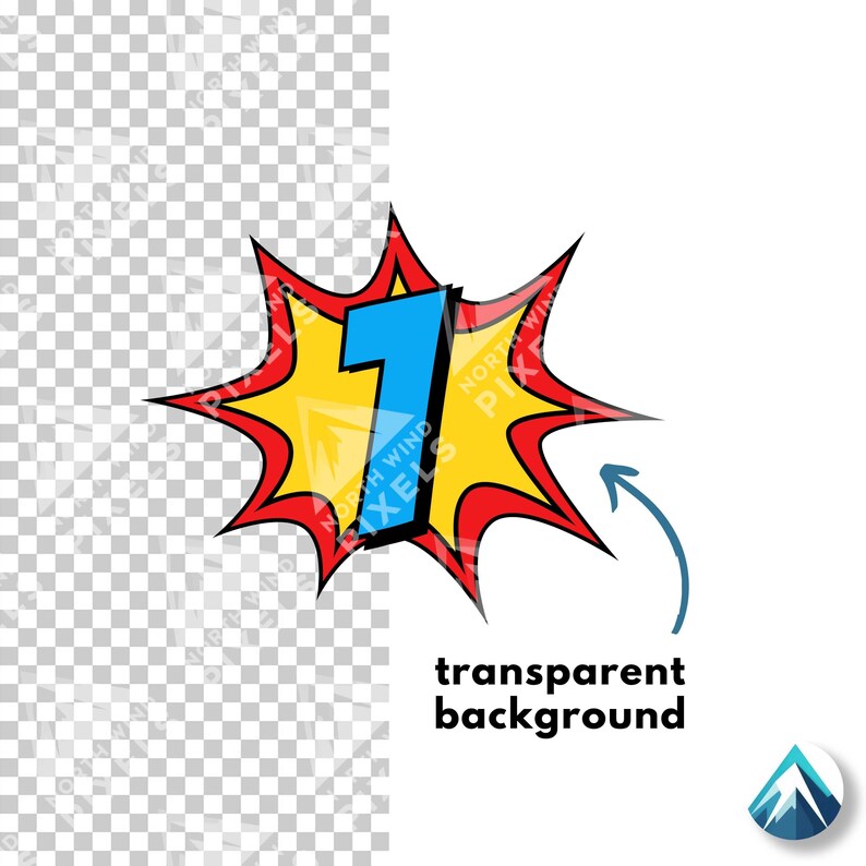 1 Superhero Birthday Number, PNG and SVG File, Digital Download ...