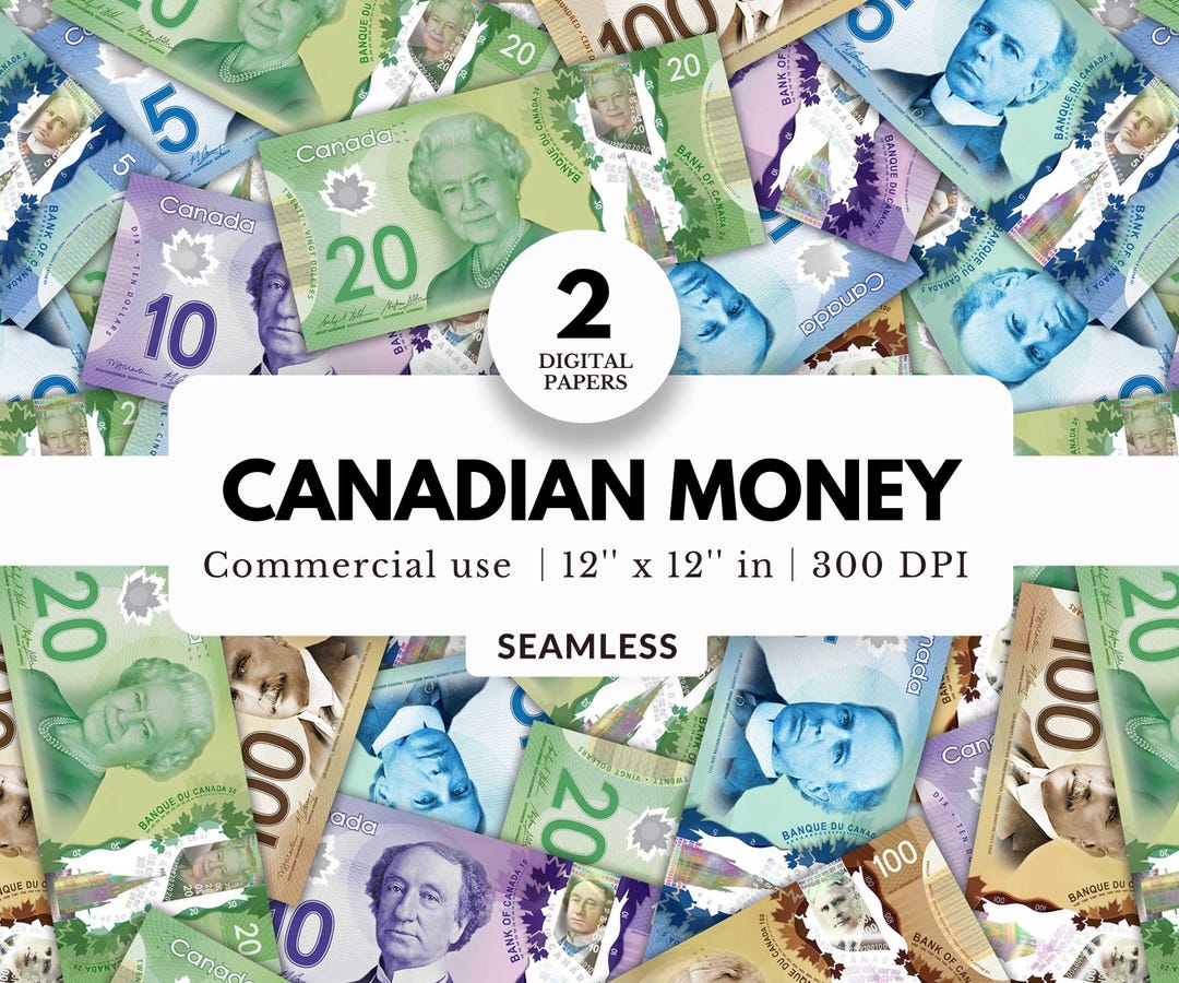 Canadian Money Digital Papers, Seamless Patterns, 12x12, JPG Download ...