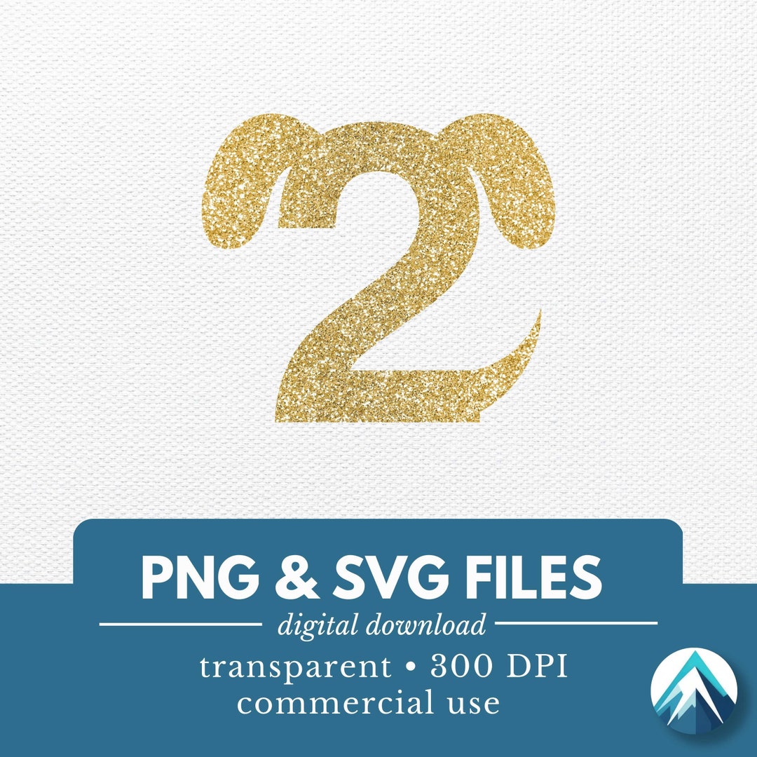 2 Puppy Dog Birthday Number, PNG and SVG File, Digital Download, Floppy ...