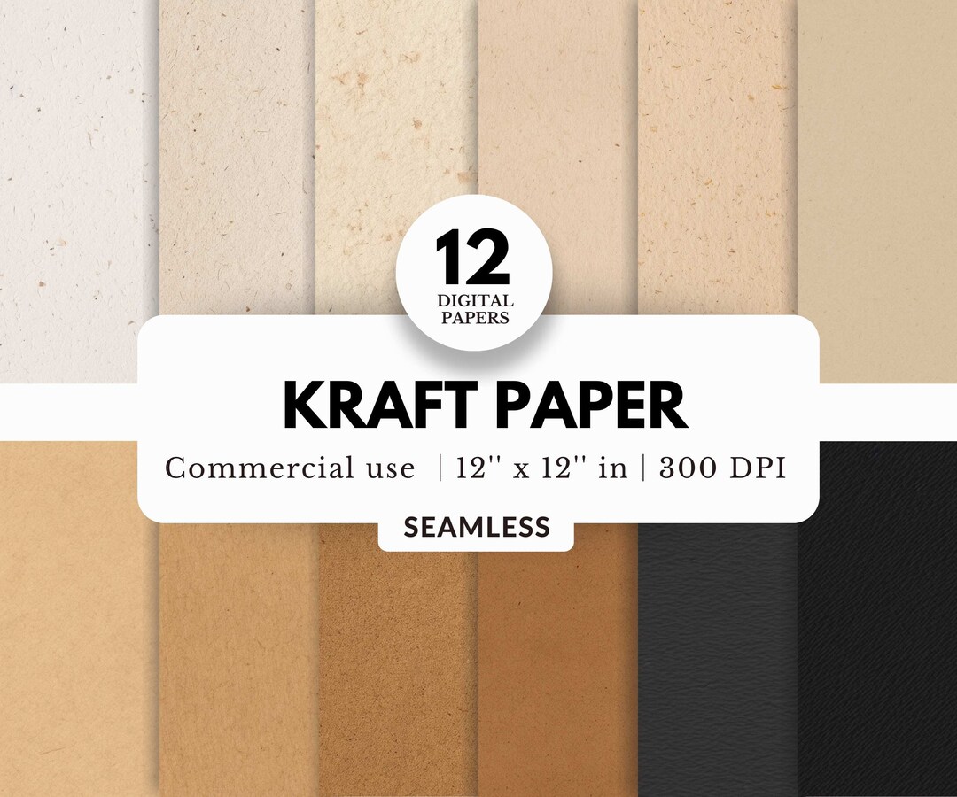 12 Kraft Paper Digital Papers, Seamless Patterns, 12x12, JPG, Realistic ...