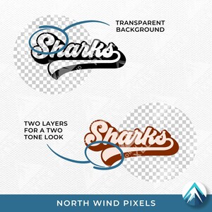 Sporty Sharks Digital Download, PNG and SVG, Transparent, Retro ...