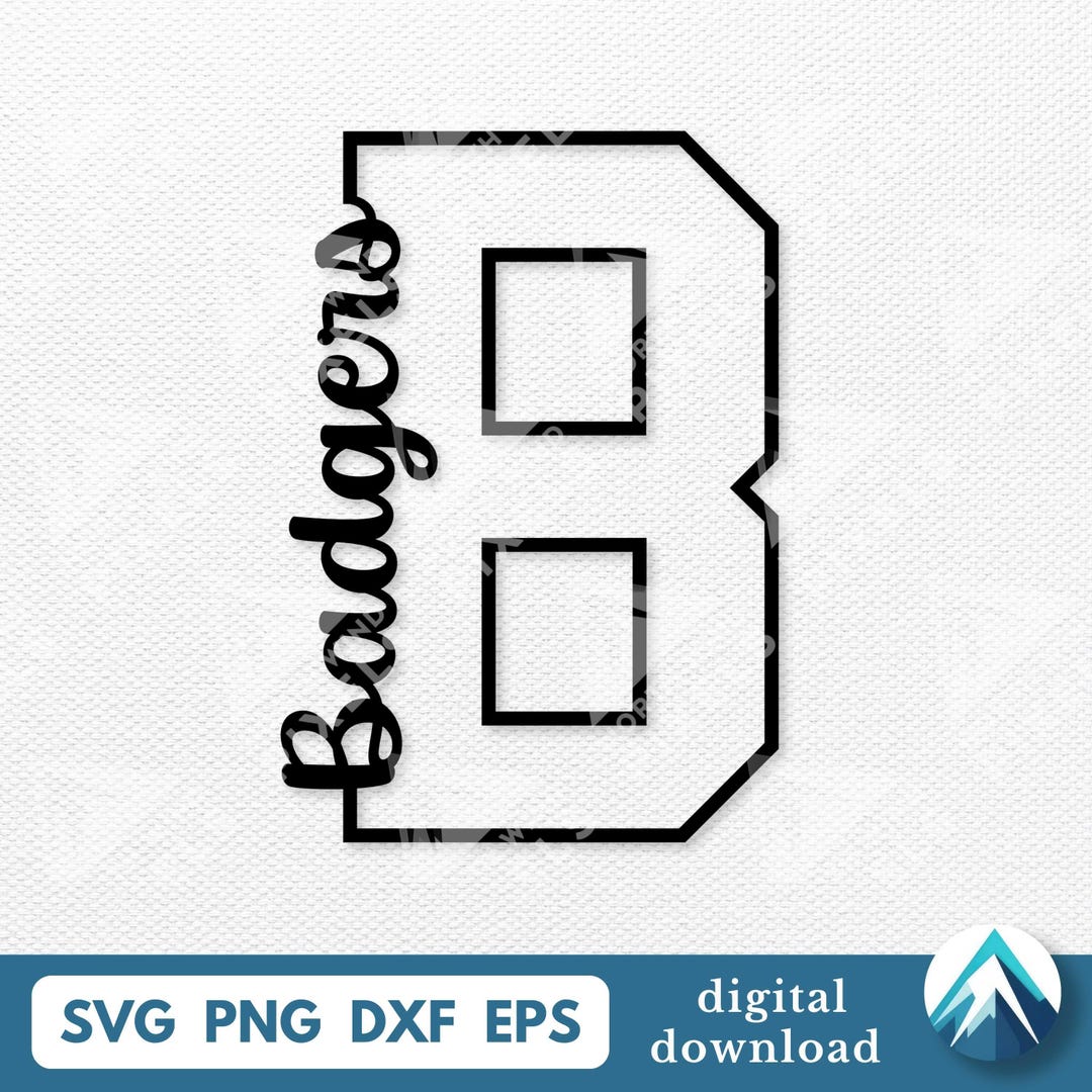 Badgers With Athletic Spirit Letter Digital Download, Svg Png Dxf Eps ...