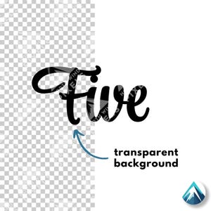 Five Birthday Number, PNG and SVG File, Digital Download, Fancy Cursive ...
