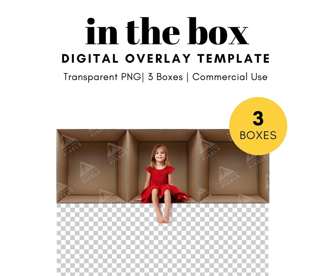 3 Empty Cardboard Box Digital Template, PNG, Grid, Transparent ...