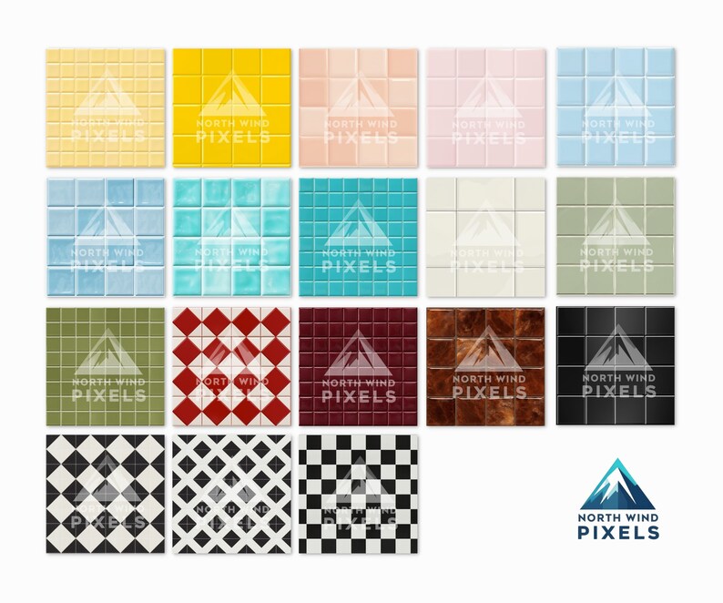 12 Vintage Tile Textures Digital Papers, Repeating Pattern, JPG ...