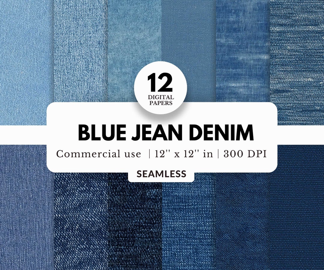 12 Blue Jean Denim Digital Paper Pack, Seamless Patterns, 12x12 ...