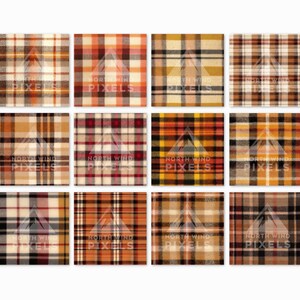 12 Fall Tartans Digital Paper Bundle, Seamless Pattern, 12x12, Orange ...