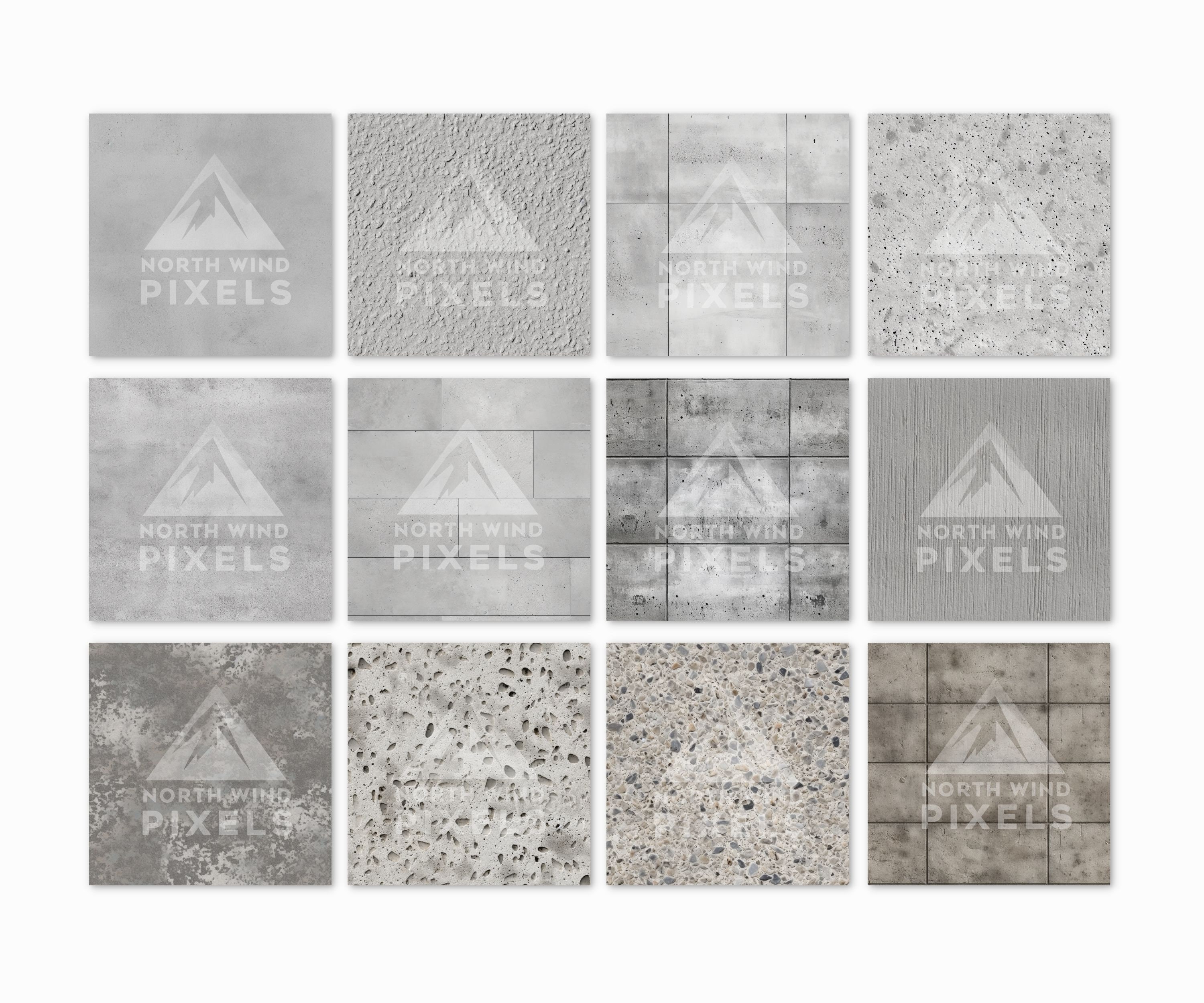 12 Concrete Texture Digital Papers, Seamless Pattern, 12x12, JPG Files ...