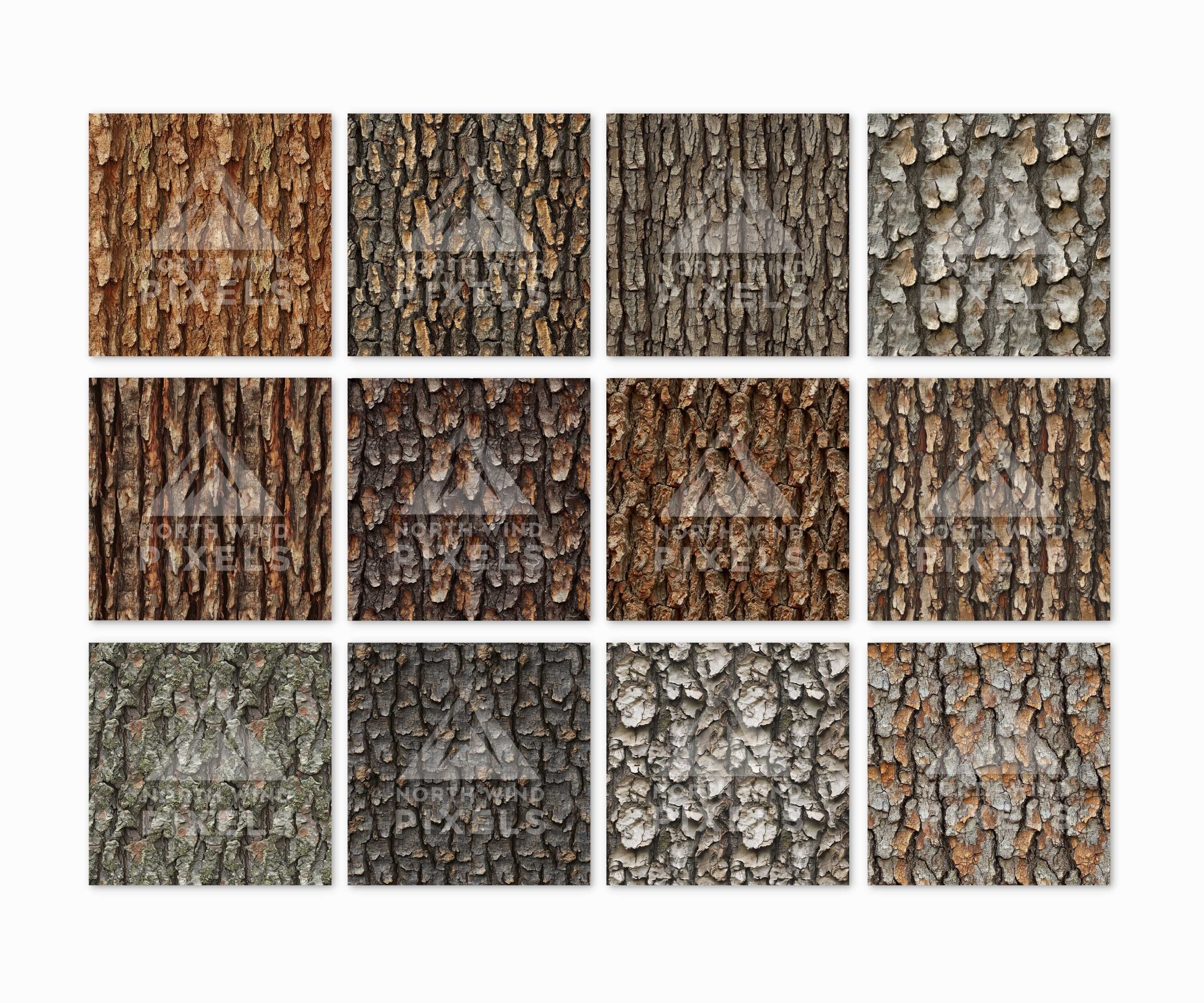 12 Tree Bark Textures Digital Papers, Seamless Pattern, 12x12, JPG ...