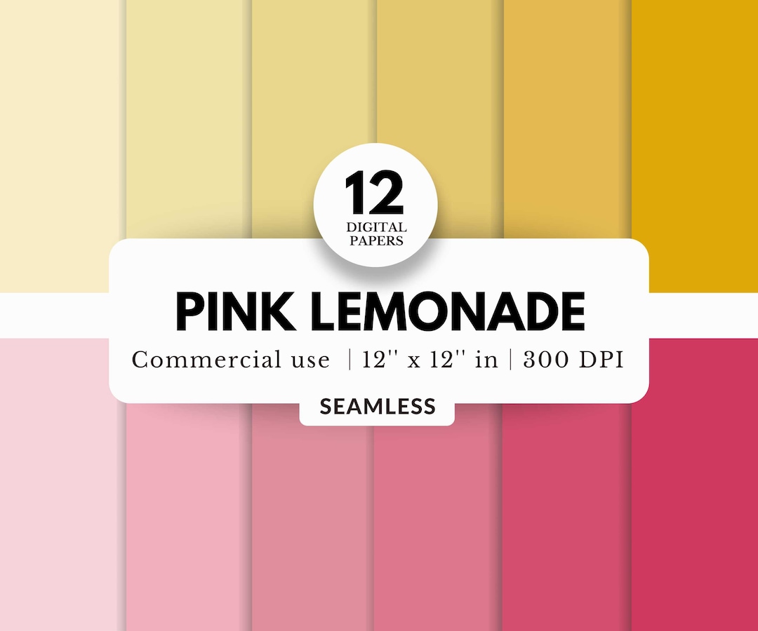 12 Pink Lemonade Digital Papers Bundle, Seamless, 12x12, Solid Color ...