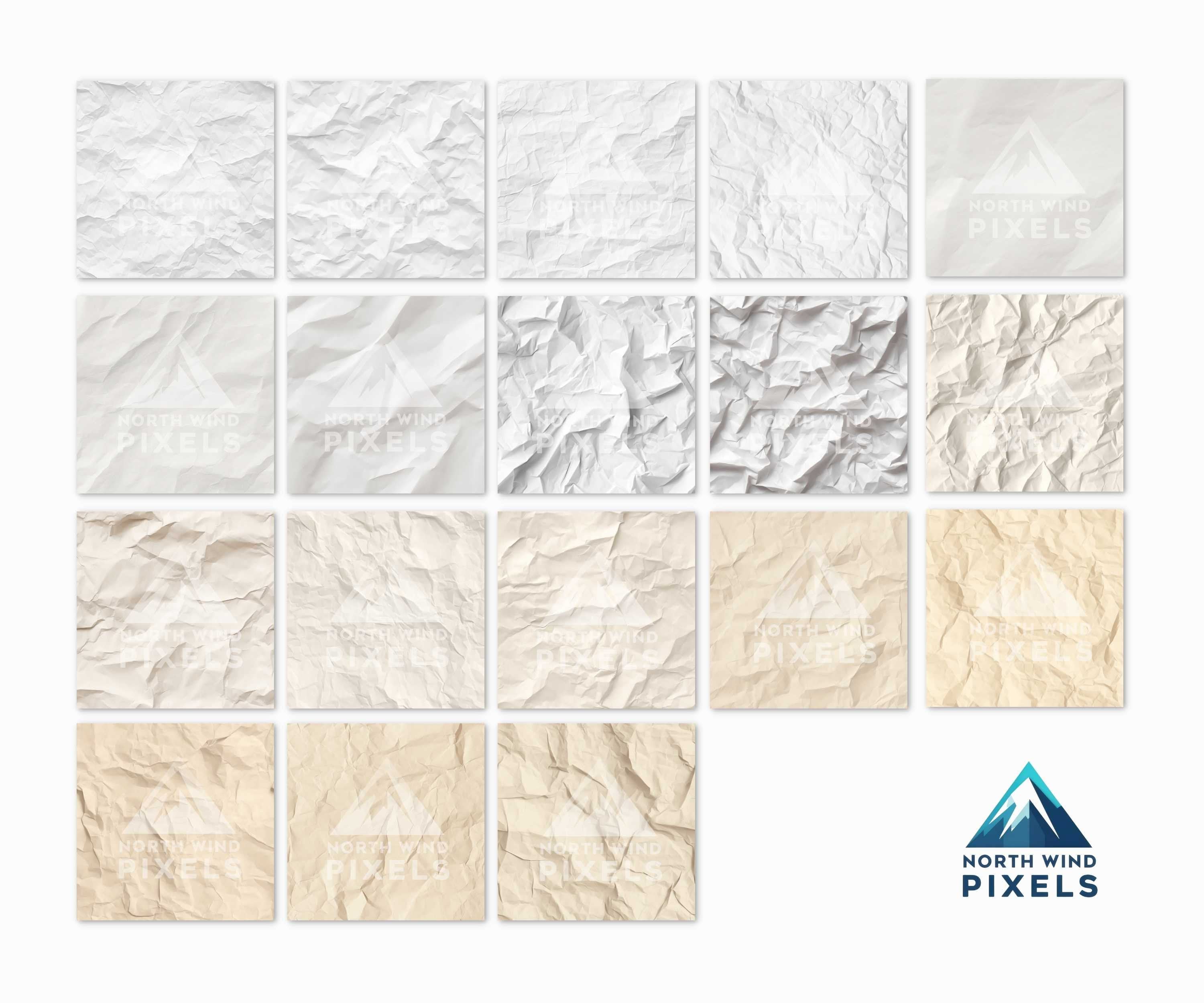 18 Crumpled Paper Texture Bundle, Seamless Digital Paper, 12x12, JPG ...