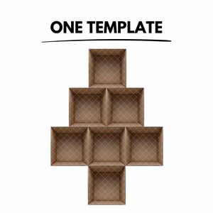 7 Cardboard Box Digital Template, Christmas Tree Shape, PNG, Grid ...