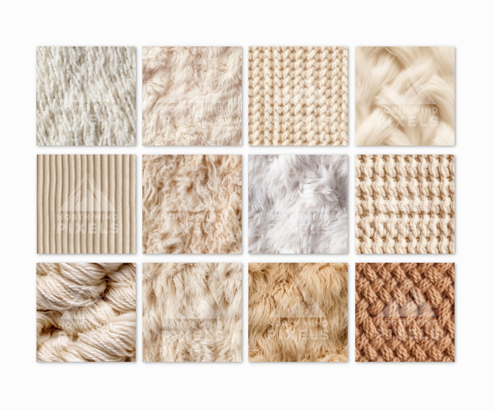12 Sheep Wool Digital Papers, Seamless Textures, 12x12, JPG Download ...