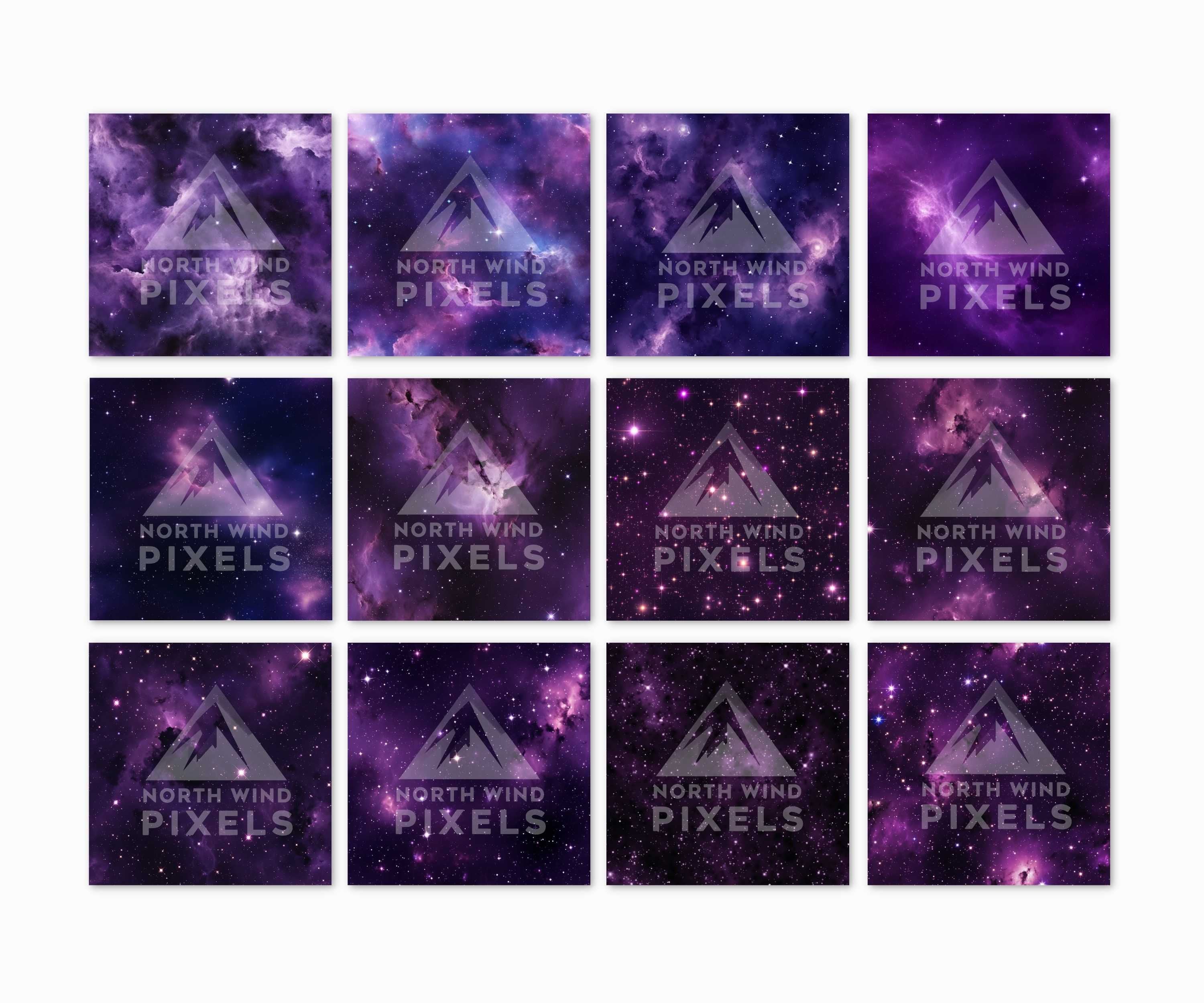 12 Purple Starry Space Digital Papers Seamless Pattern - Etsy