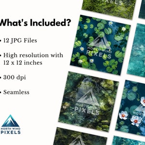 12 Pond Water Digital Papers, Seamless Textures, 12x12, JPG Files ...