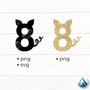 8 Pig Birthday Number, PNG and SVG Files, Digital Download, Cute Little ...