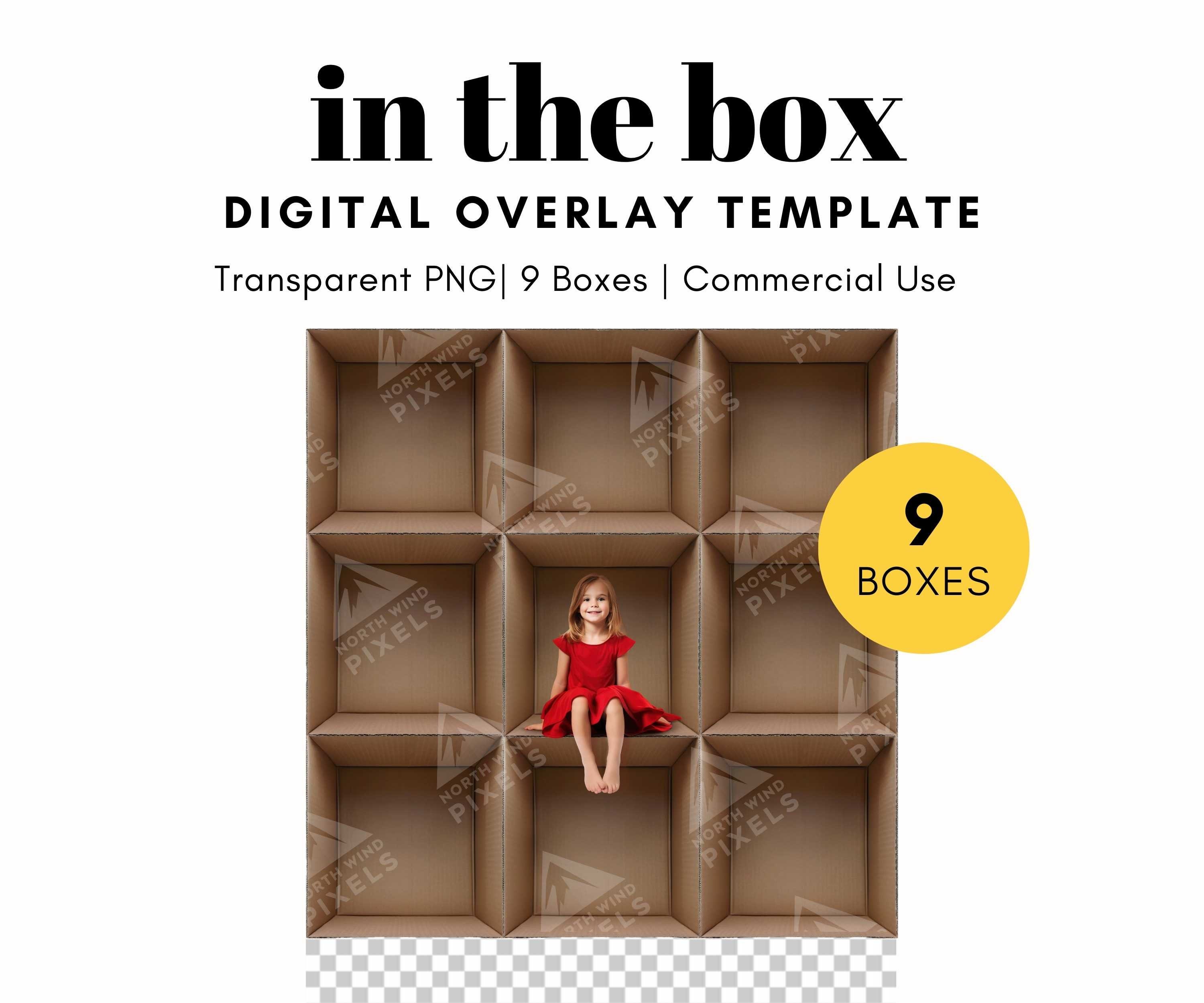 9 Empty Cardboard Box Digital Template, PNG, Grid, Transparent ...
