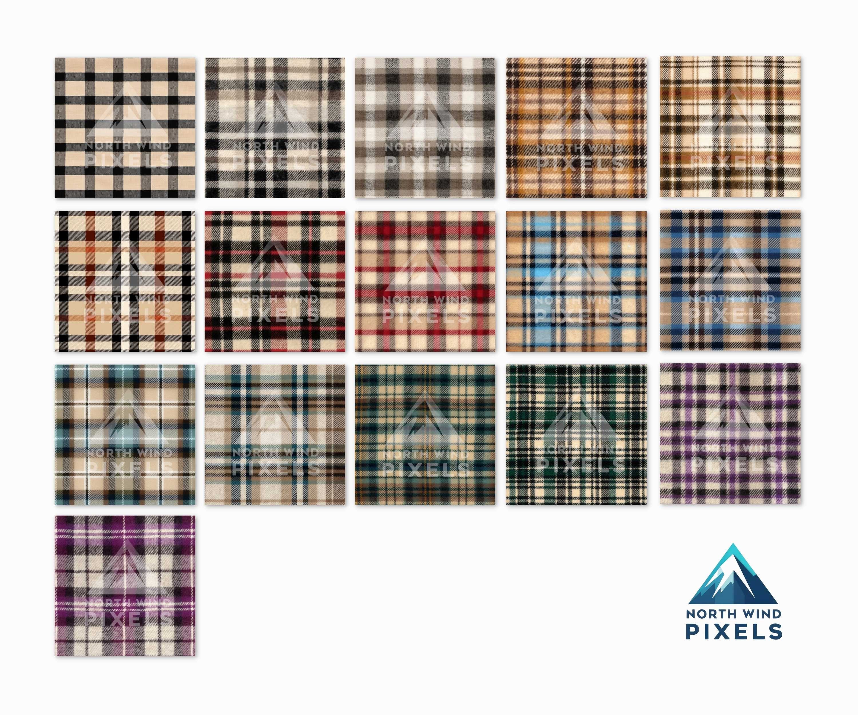 16 Light Scottish Tartans Digital Papers, Seamless Pattern, 12x12, JPG ...