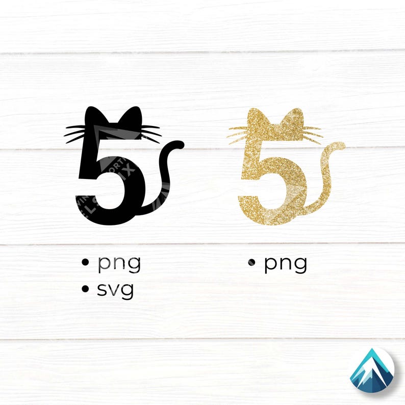 5 Cat Birthday Number, PNG and SVG File, Digital Download, Transparent ...