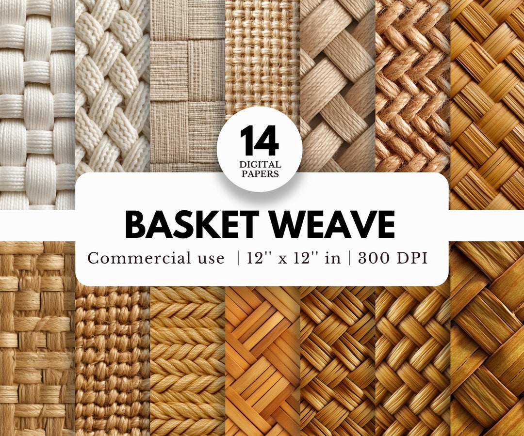 14 Basket Weave Digital Papers, 12x12, Braided and Woven Textures ...
