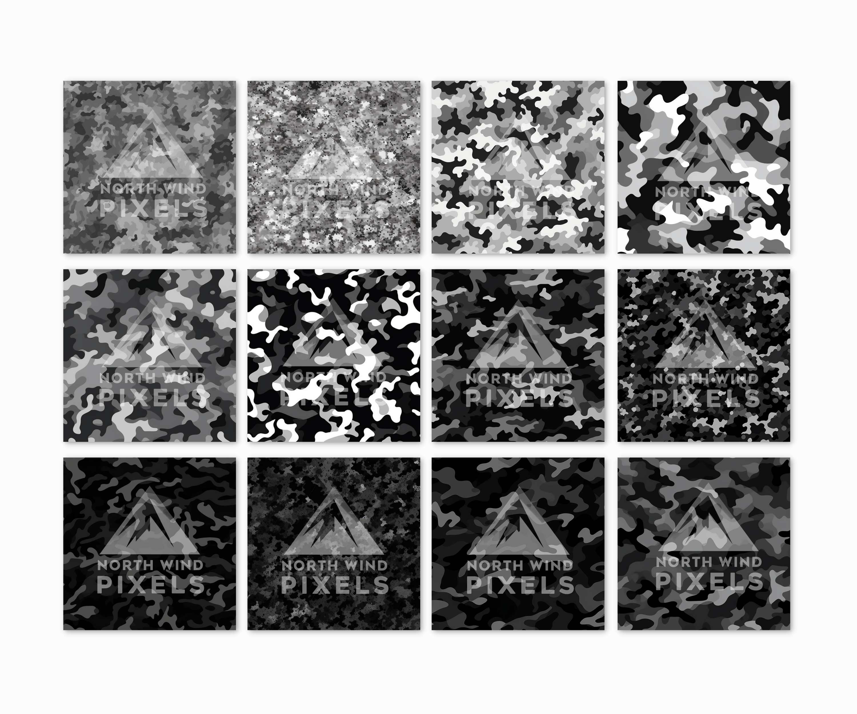 48 Camouflage Bundle Digital Papers, Seamless Patterns, 12x12, JPG ...