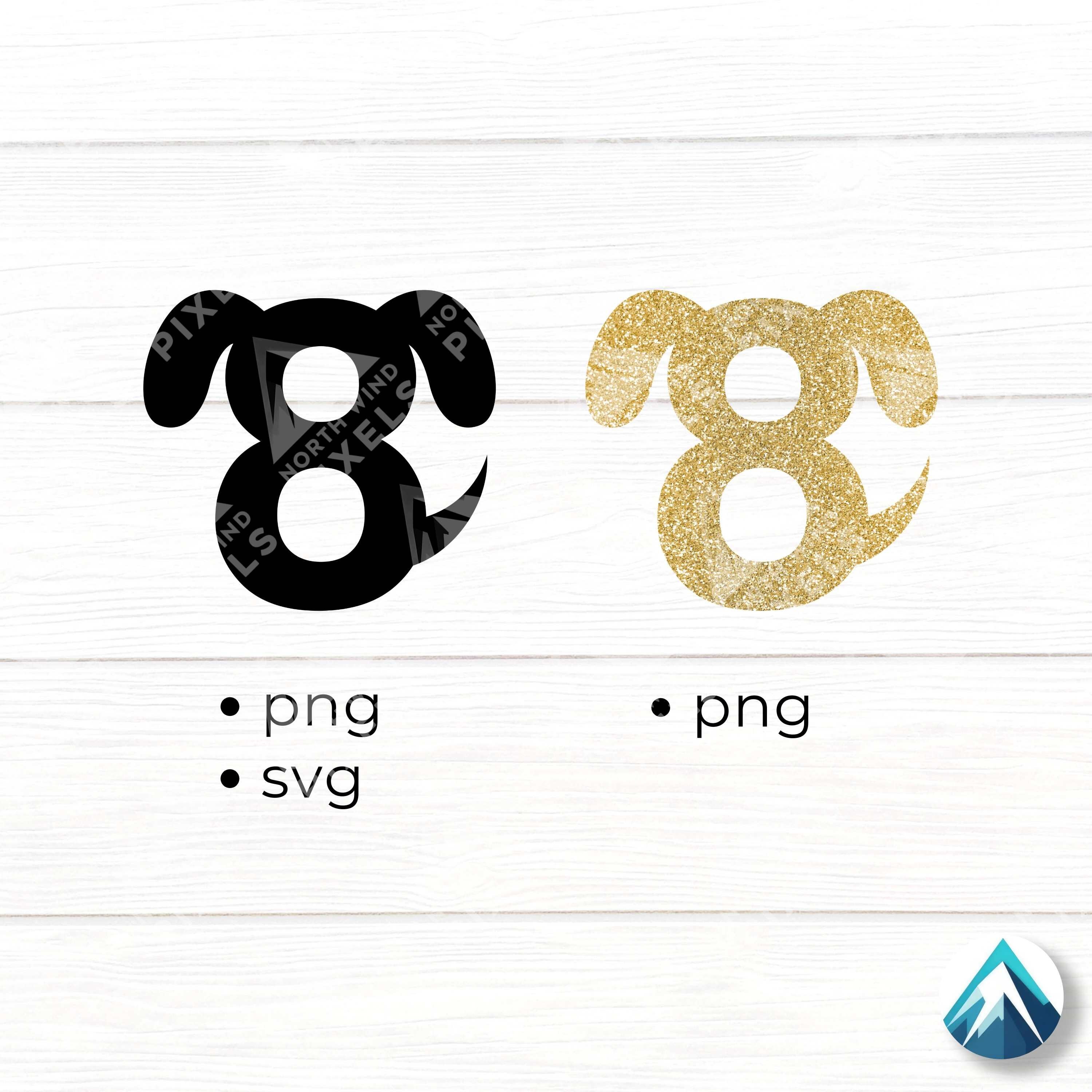 8 Puppy Dog Birthday Number, PNG and SVG File, Digital Download, Floppy ...
