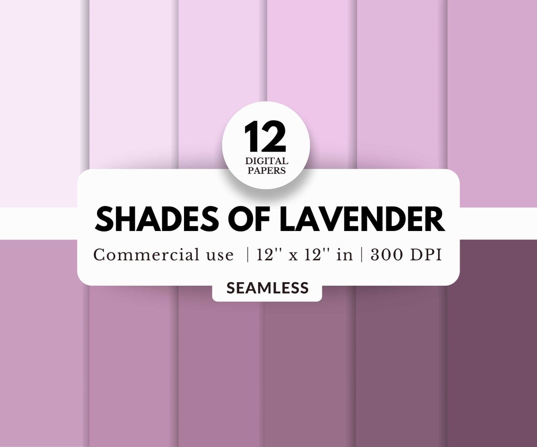 12 Shades of Lavender Digital Papers Bundle, Seamless, 12x12, Purple ...