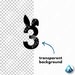 3 Birthday Number With Bunny Ears, PNG and SVG File, Digital Download ...