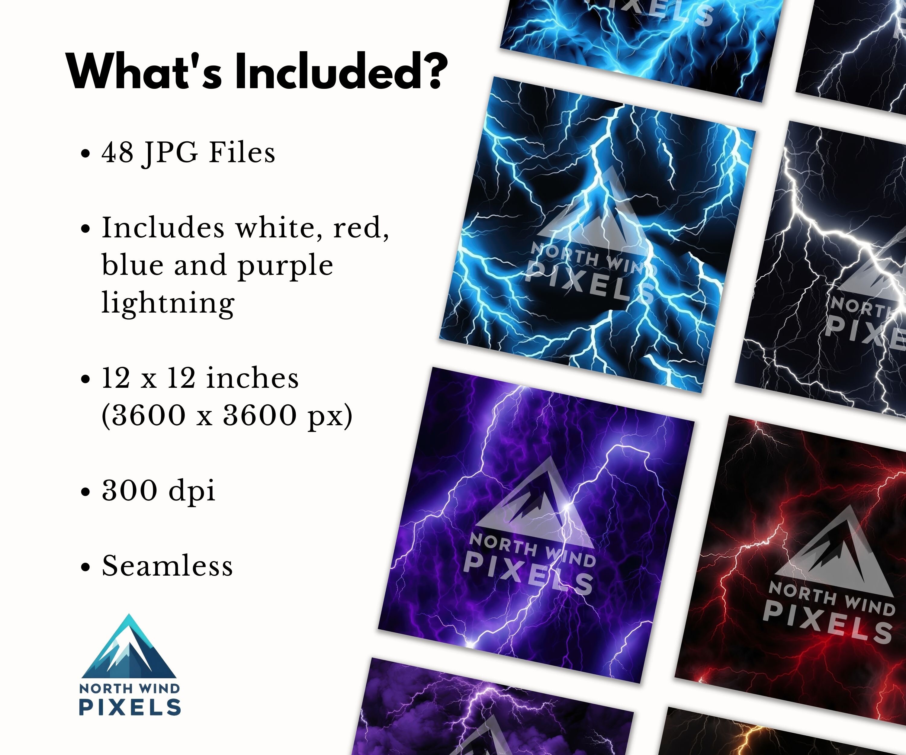 48 Lightning Bundle Digital Papers, Seamless Patterns, 12x12, Mega Pack ...