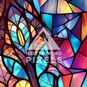 12 Iridescent Stained Glass Digital Papers, Tileable Pattern, JPG ...
