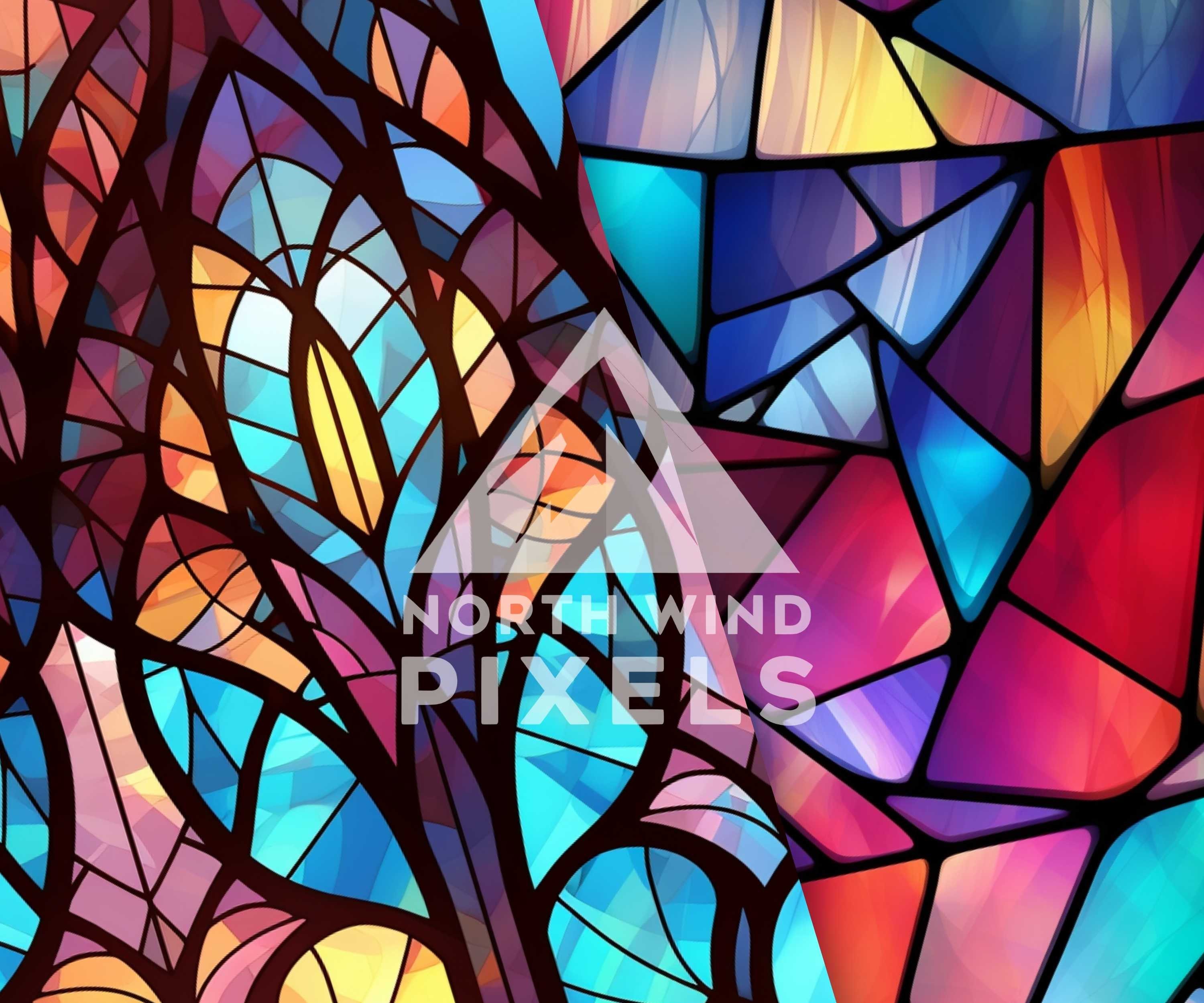 12 Iridescent Stained Glass Digital Papers, Tileable Pattern, JPG ...