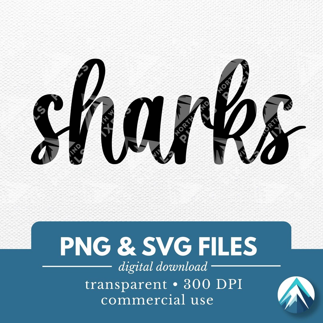 Sharks Digital Download, PNG and SVG Files, Transparent Background ...