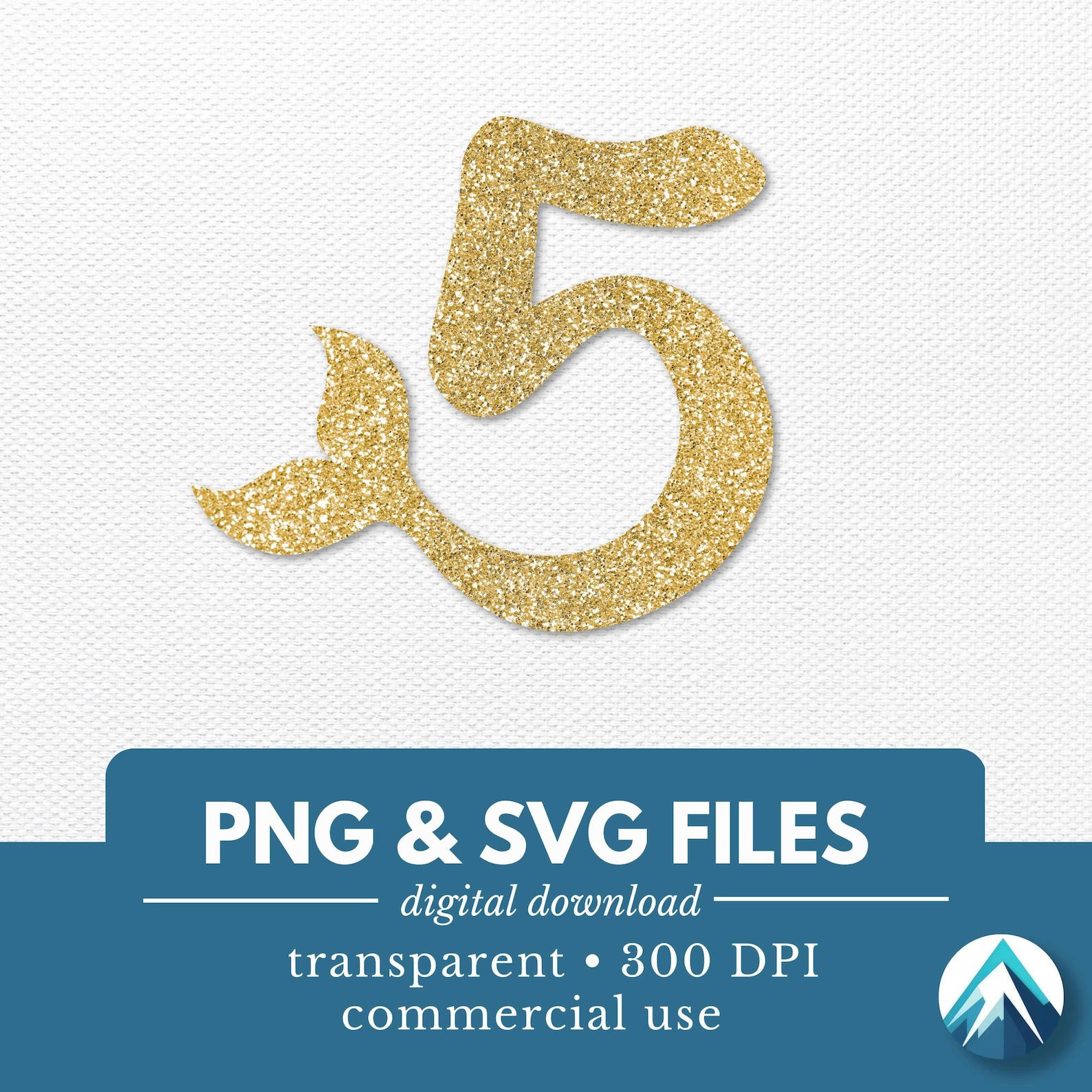 5 Mermaid Tail Birthday Number, PNG and SVG File, Digital Download ...