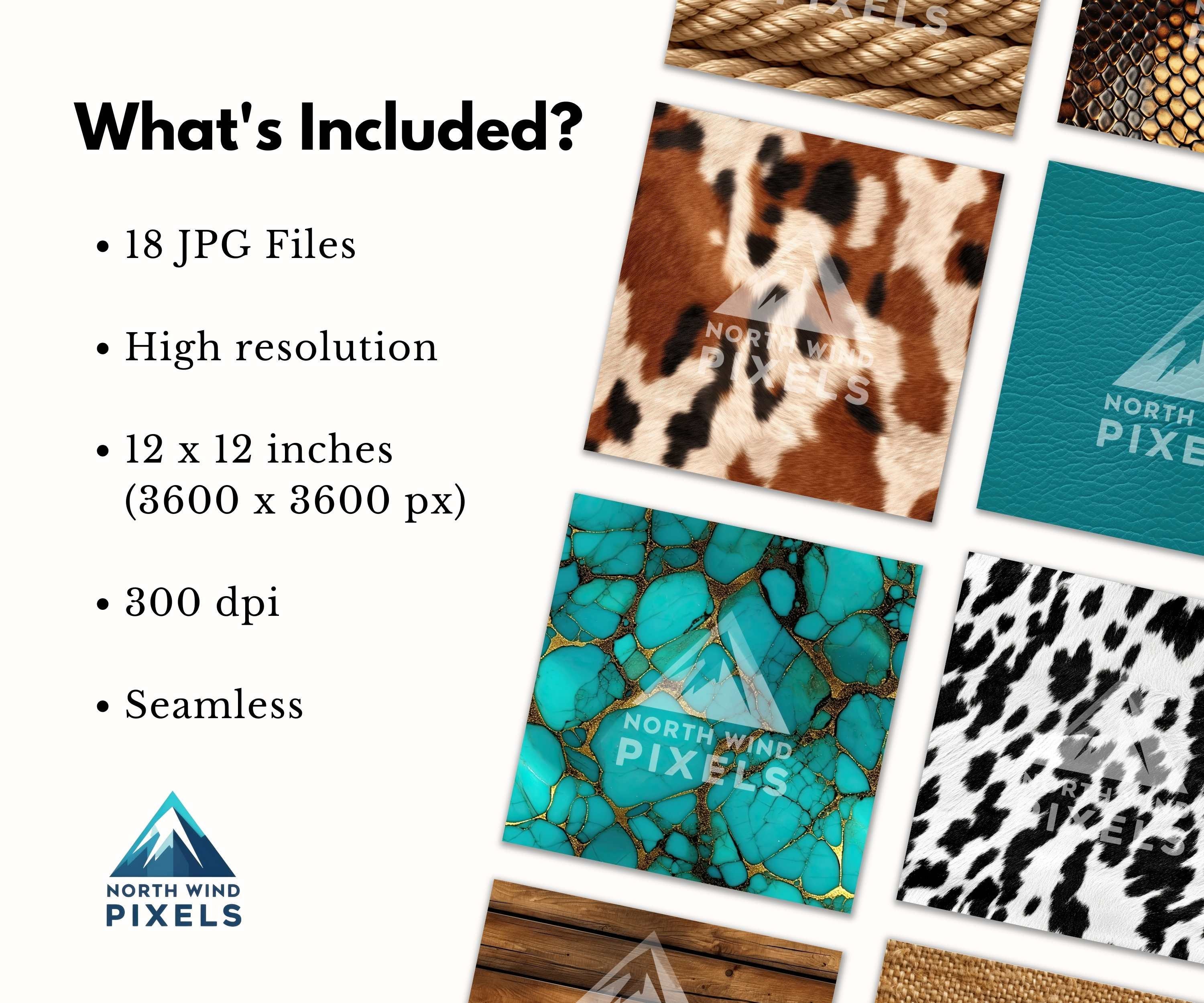 18 Western Texture Digital Papers, Seamless Patterns, 12x12, Wild West ...