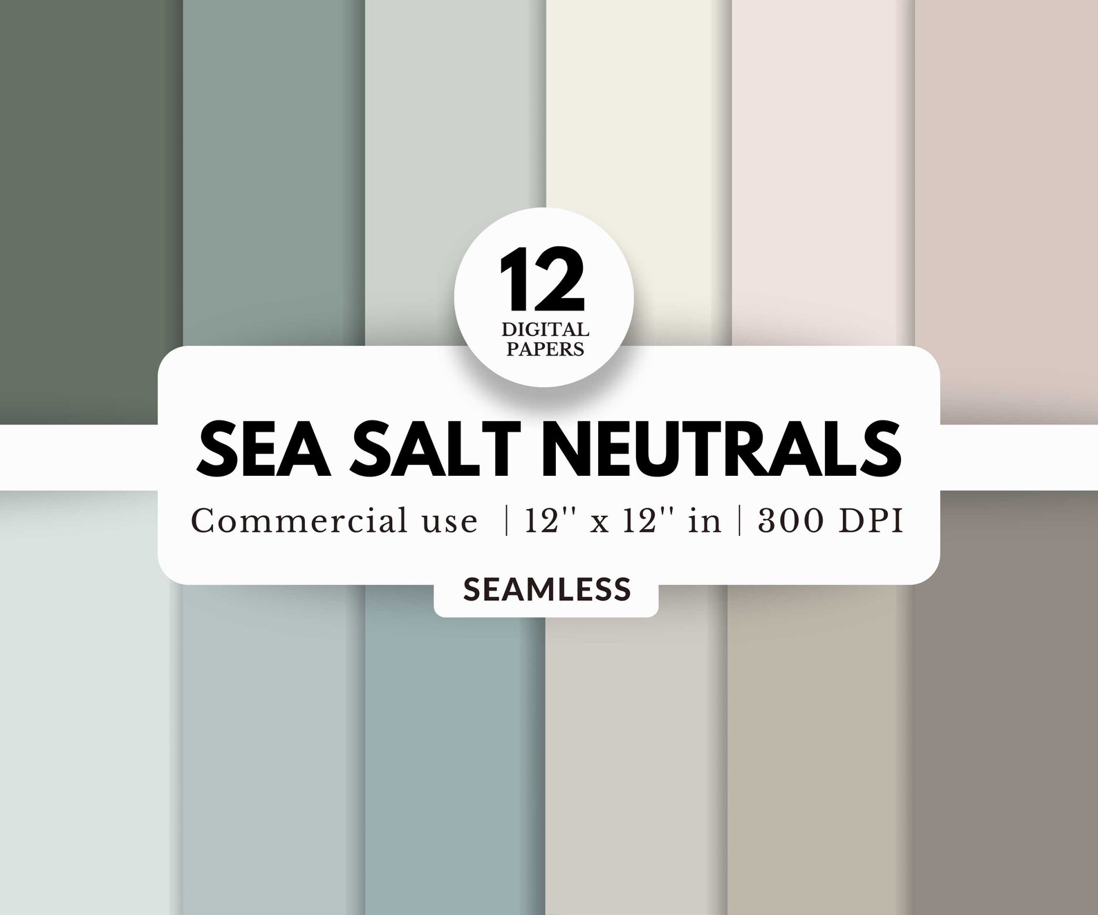 12 Sea Salt Neutrals Digital Papers, Seamless Patterns, JPG Download ...