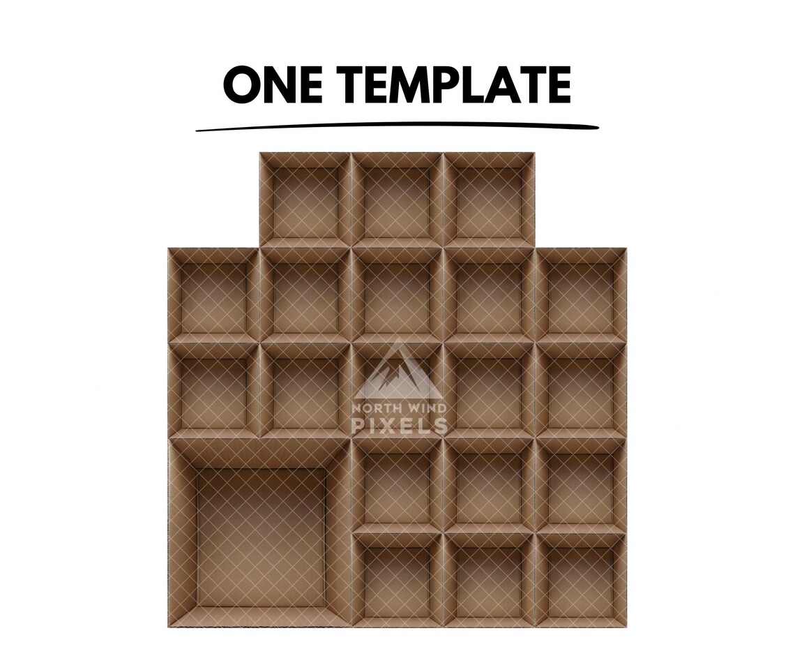 20 Empty Cardboard Box Digital Template, PNG, Grid, Transparent ...