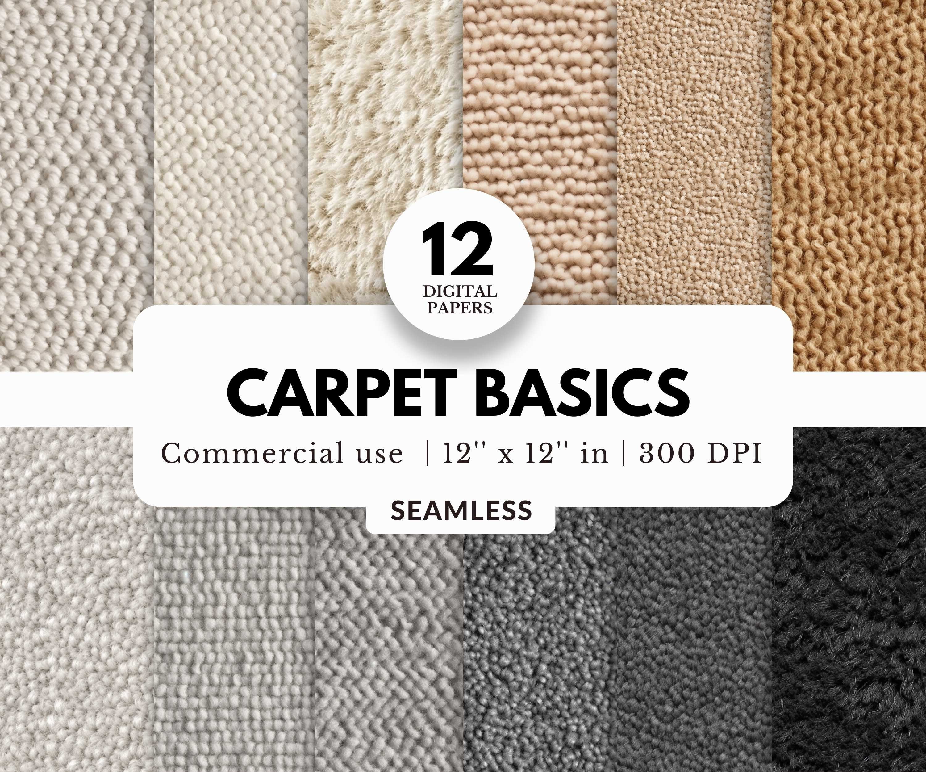 12 Carpet Basics Digital Papers, Seamless Textures, 12x12, JPG Download ...