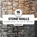 16 Stone Wall Texture Digital Papers, Seamless Patterns, 12x12, JPG ...