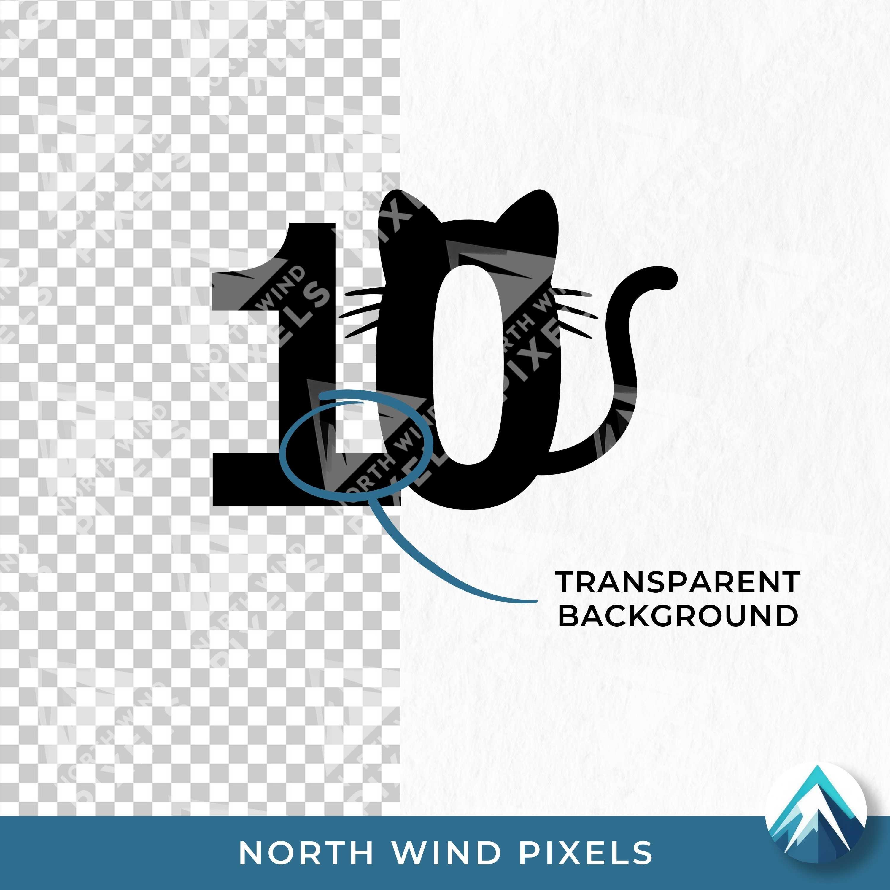 10 Cat Birthday Number, PNG and SVG, Digital Download, Transparent ...