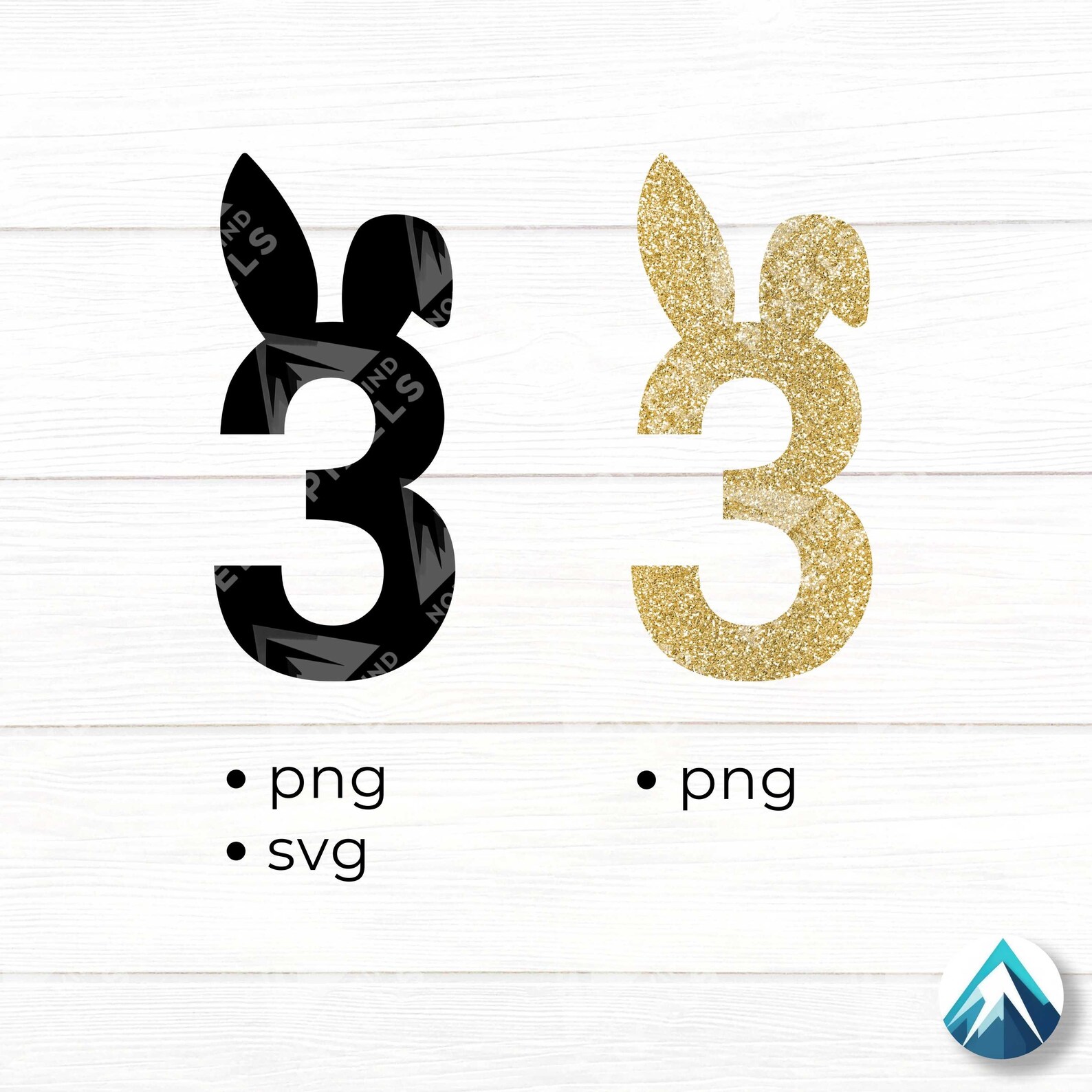 3 Birthday Number With Bunny Ears, PNG and SVG File, Digital Download ...