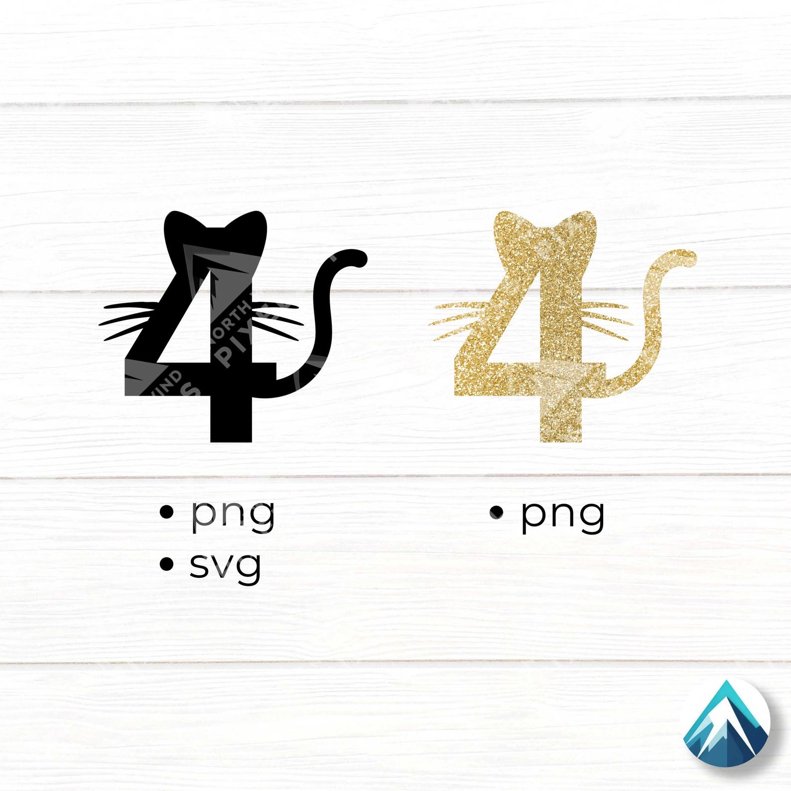 4 Cat Birthday Number, PNG and SVG File, Digital Download, Transparent ...