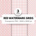3 Red Watermark Grids With Transparent Backgrounds, PNG Files, Instant ...
