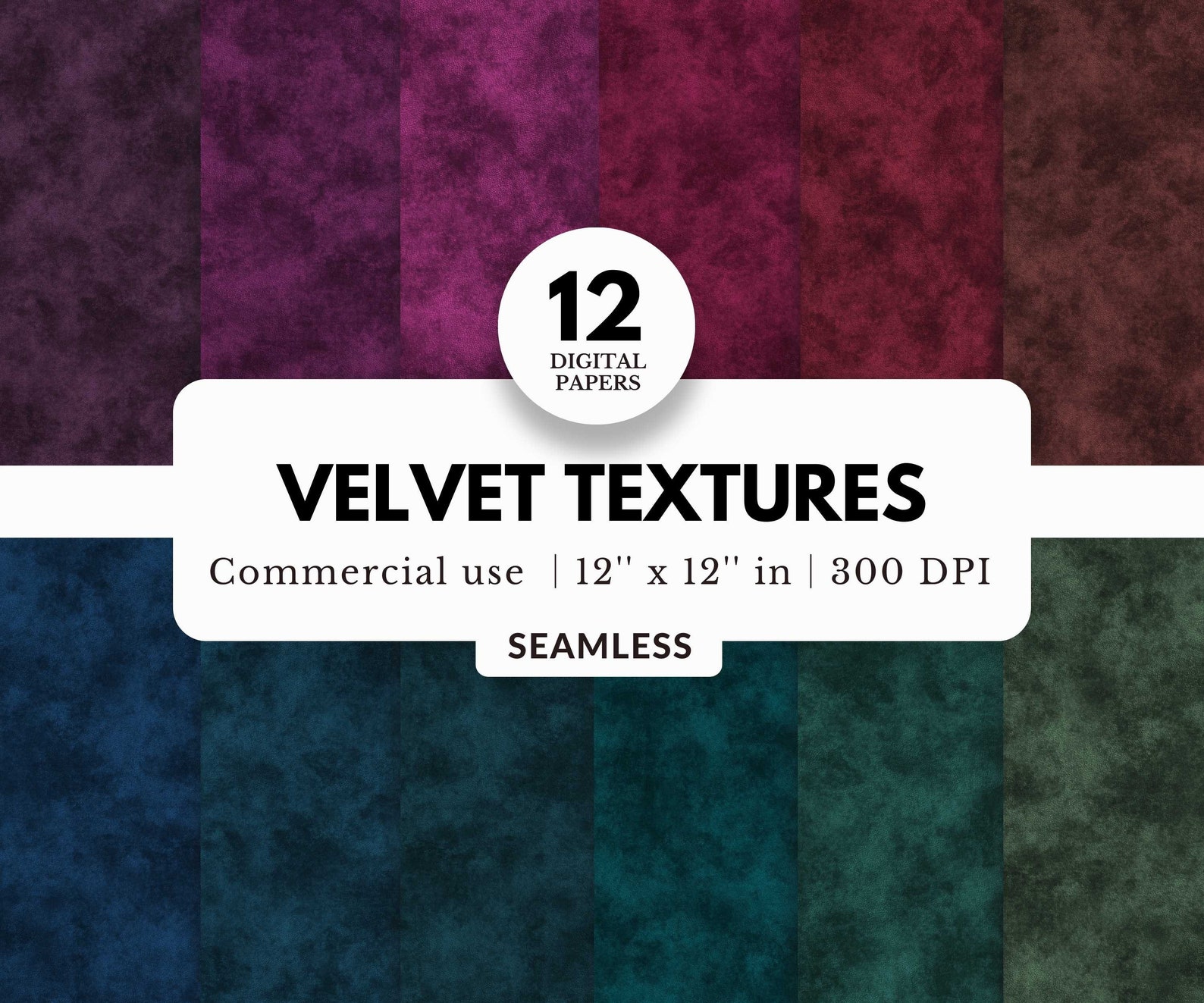 12 Velvet Textures Digital Papers, Seamless Patterns, JPG Download ...