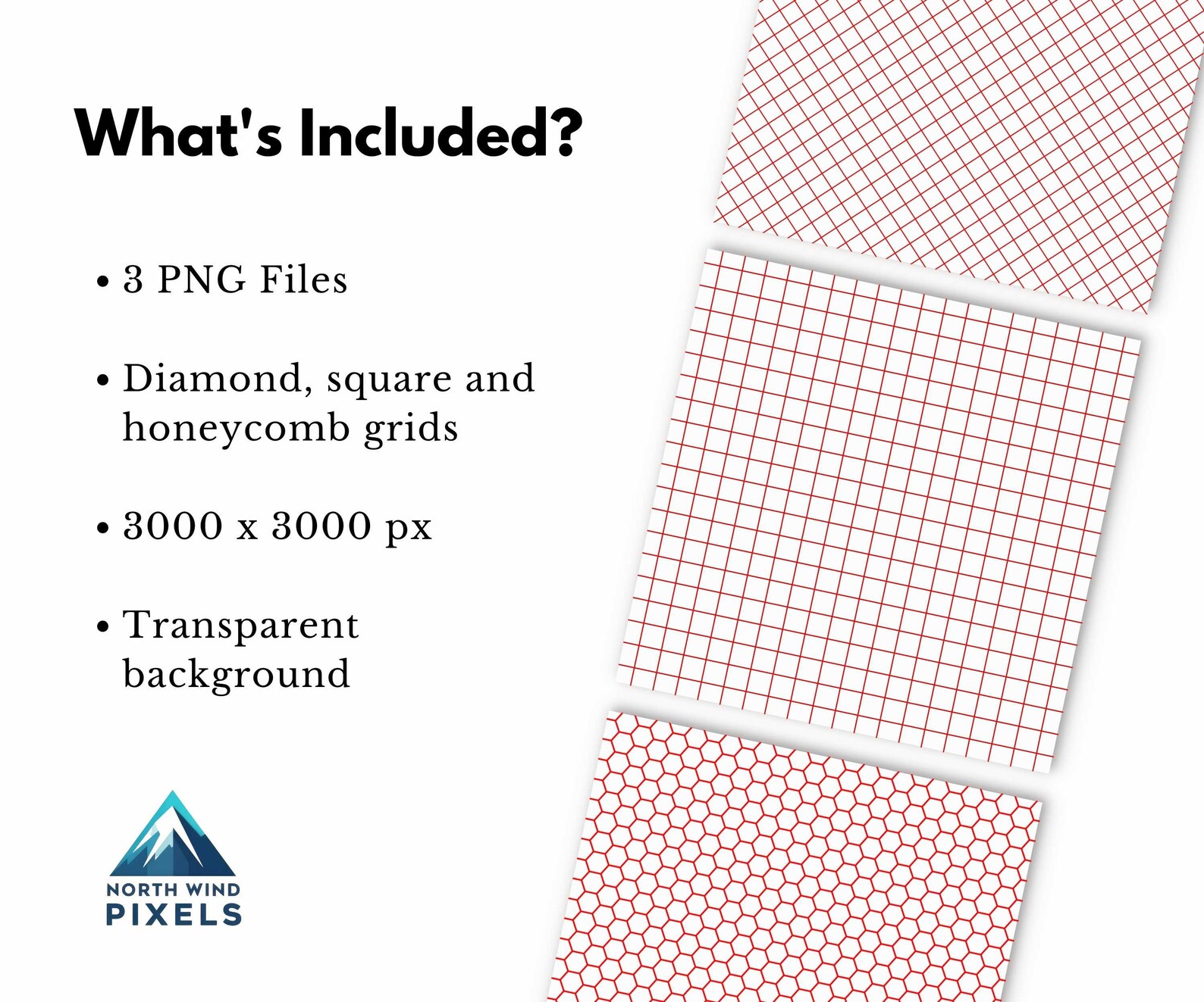 3 Red Watermark Grids With Transparent Backgrounds, PNG Files, Instant ...