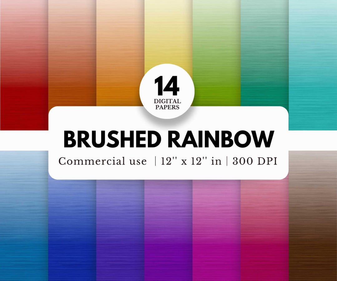 14 Brushed Rainbow Ombre Digital Papers Bundle, 12x12, JPG Download ...